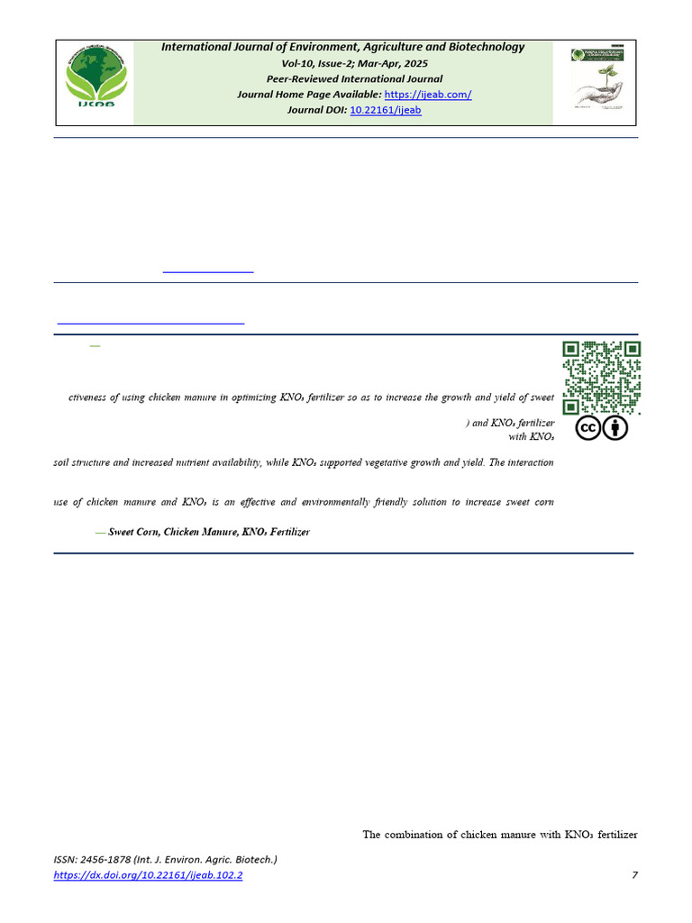 Efficiency of Use Chicken Manure in Optimizing The Use of KNO3 Supply ...