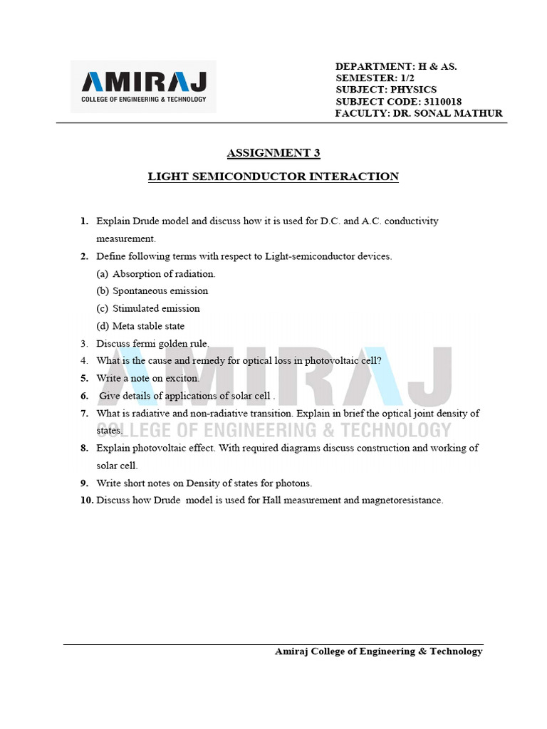 Phy Assignment 3 | PDF