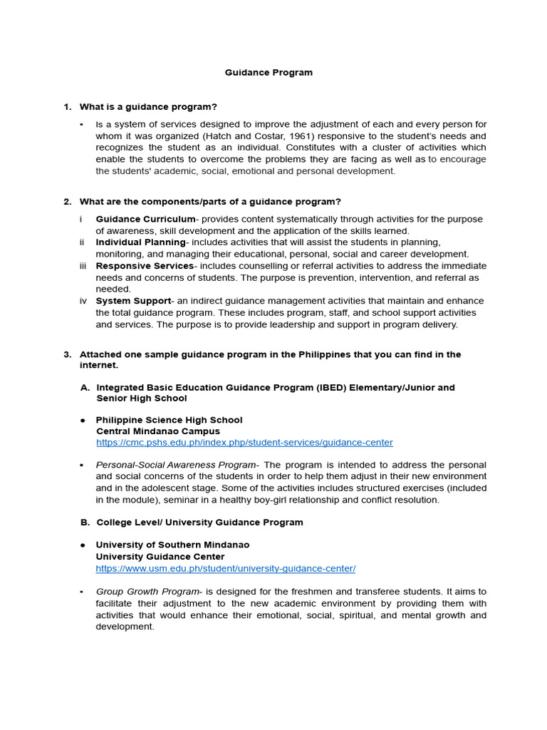 Overview of Guidance Program Components | PDF | Behavior Modification | Social Psychology