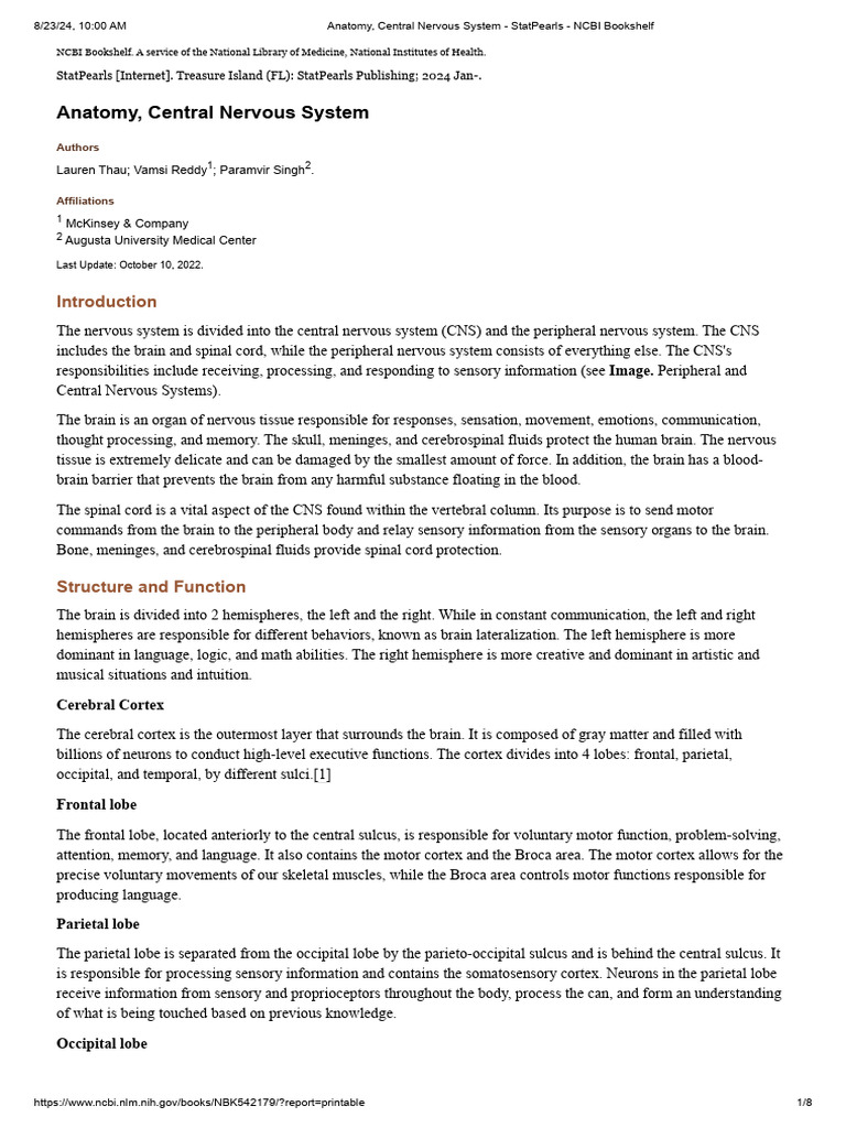 CNS Anatomy and Poliovirus Impact | PDF | Spinal Cord | Cerebrum