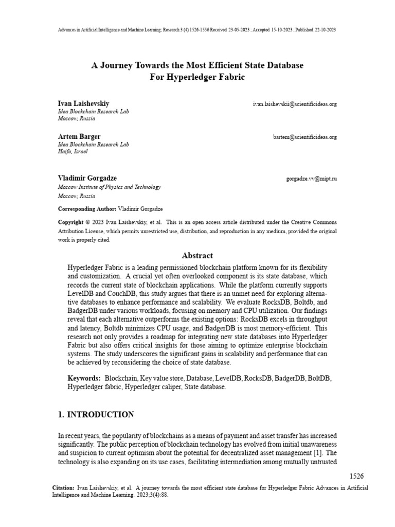 StateDB For Hyperledger Fabric | PDF | Databases | Database Transaction