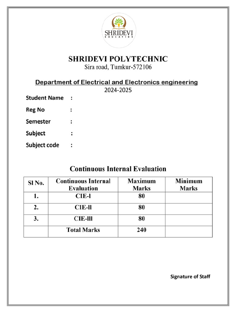 1-Continuous Internal Evaluation - Final. | PDF | Power Supply | Power ...