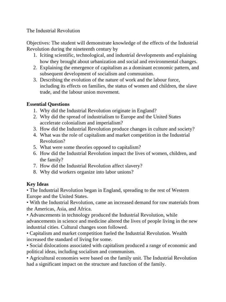 The Industrial Revolution - Causes & Consequences | PDF | Industrial ...