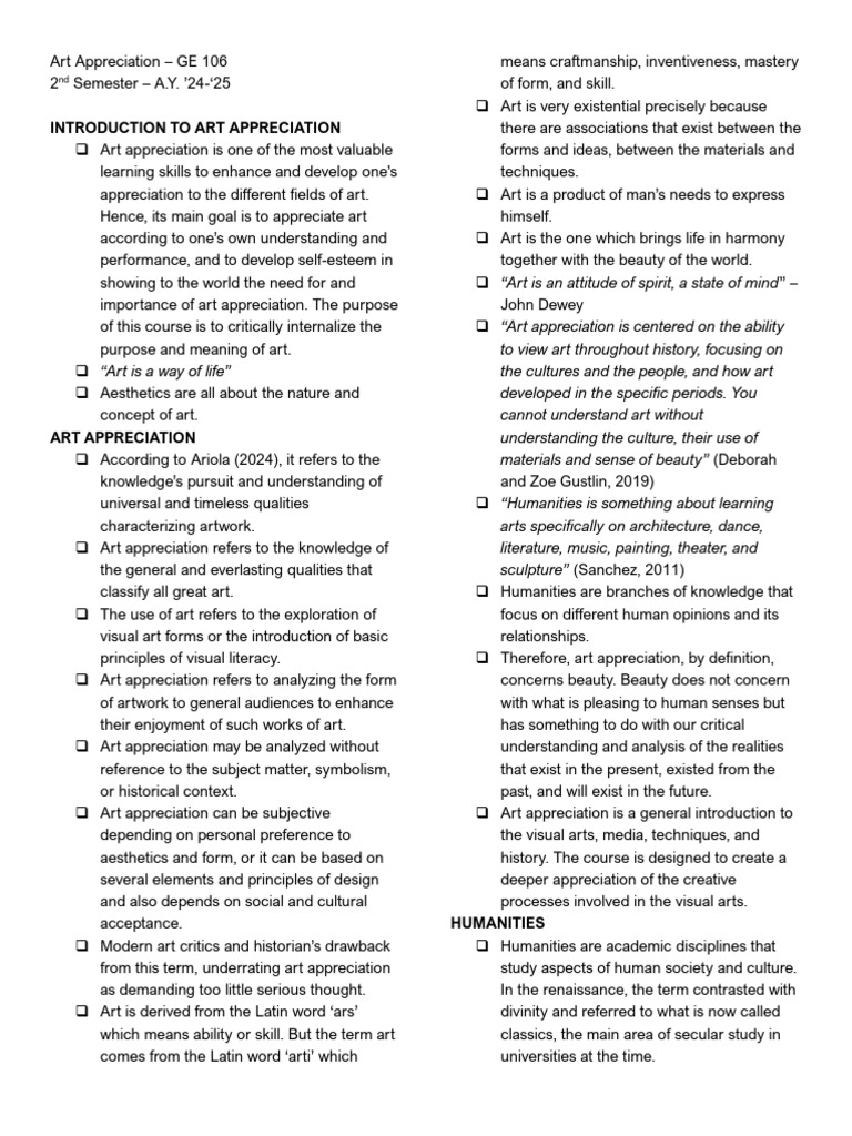 Art-Appreciation-super-final (1) | PDF | Humanities | The Arts