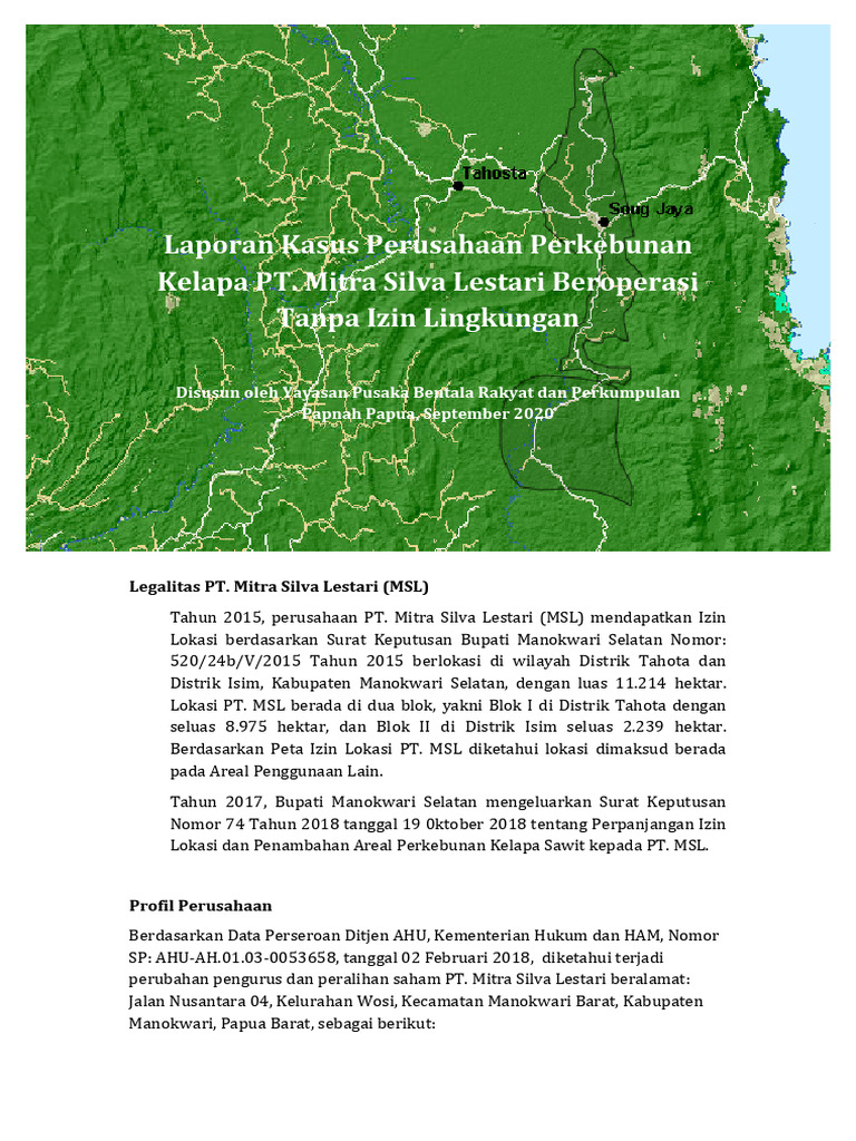Laporan Kasus Pt. MSL Beroperasi Tanpa Izin Lingkungan 1 | PDF