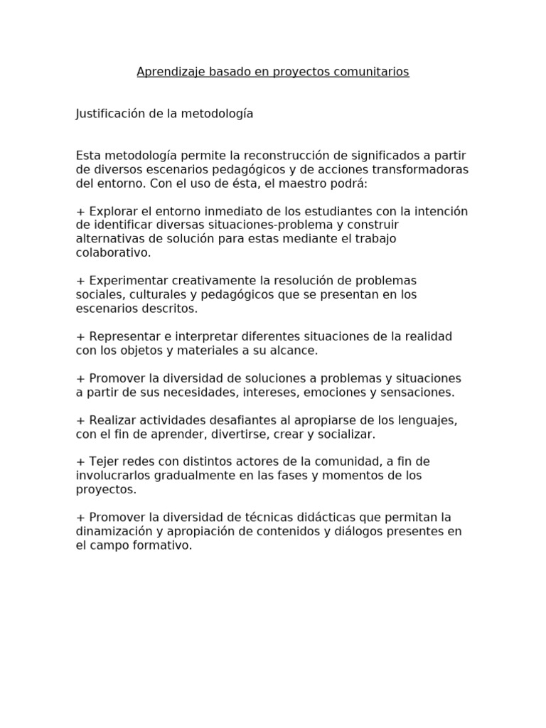 Aprendizaje Basado en Proyectos Comunitarios | PDF