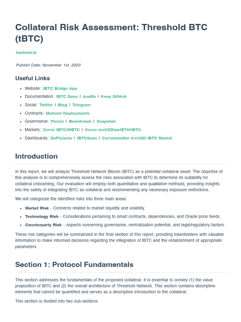 Collateral Risk Assessment-Threshold BT... | PDF | Volatility (Finance ...