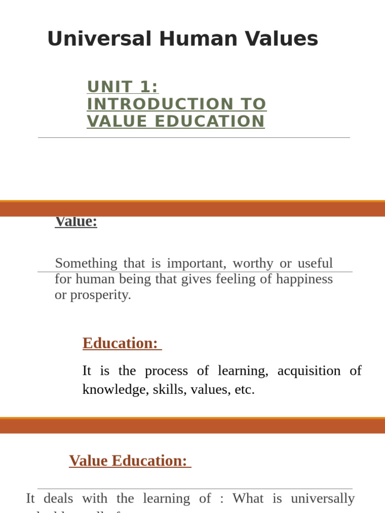 Unit 1 Introduction To Value Education | PDF | Existence | Happiness