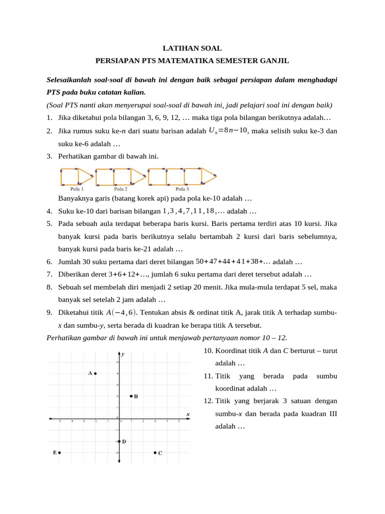 Latihan Soal PTS Ganjil Matematika | PDF