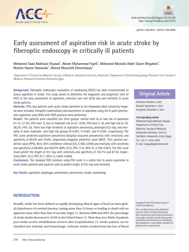32 - Aspiration Risk in Acute Stroke by Fiberoptic Endoscopy | PDF ...