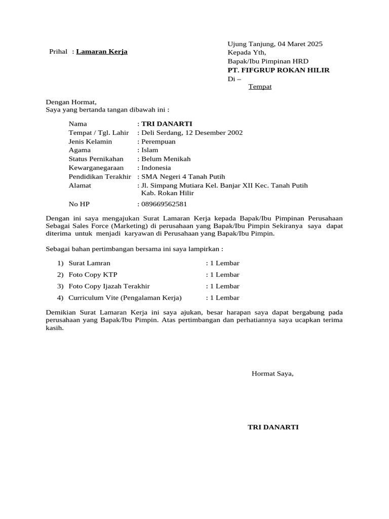 Lamaran Kerja | PDF