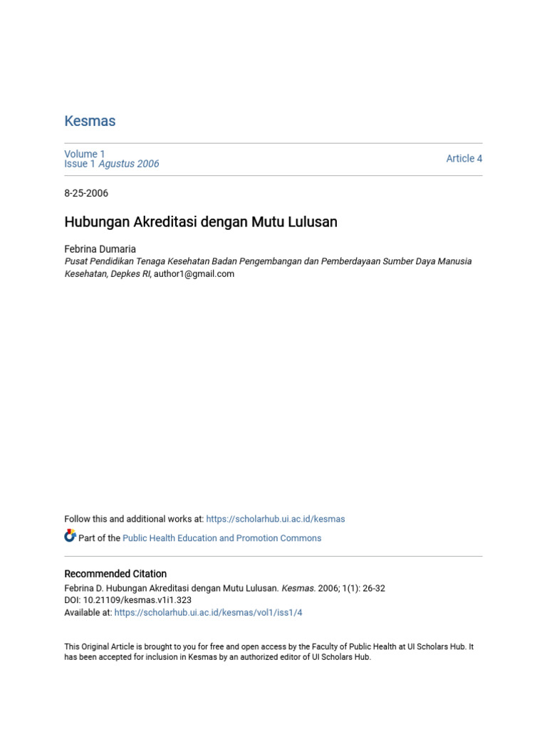 Hubungan Akreditasi Dengan Mutu Lulusan | PDF