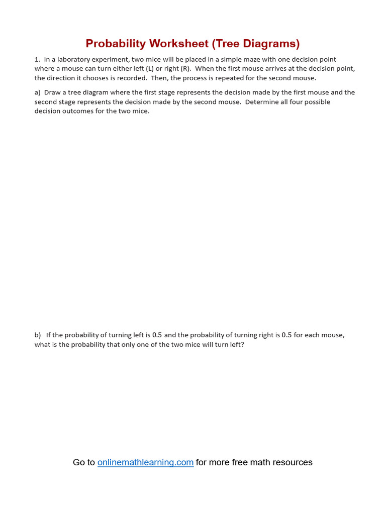 Probability Tree Diagram Worksheet2 | PDF | Mouse | Probability