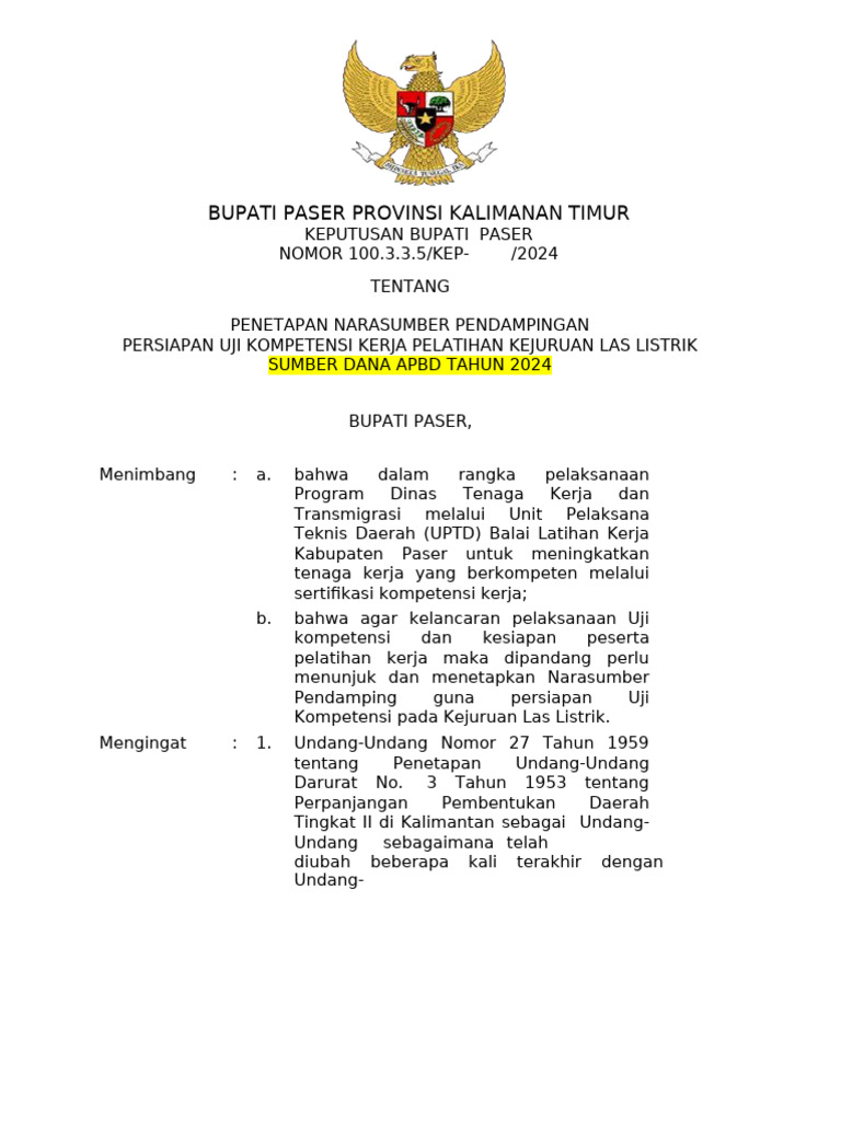 Draft SK Narsum Pendampingan UJK | PDF