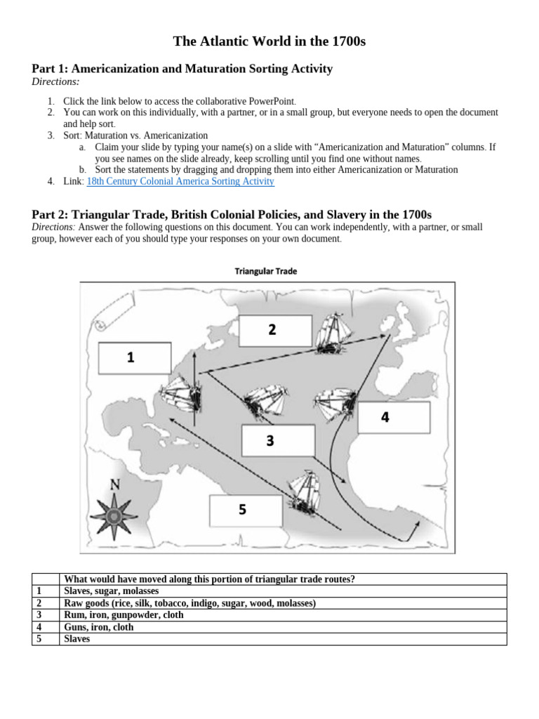 The Atlantic World Handout | PDF | Slavery | Unfree Labour