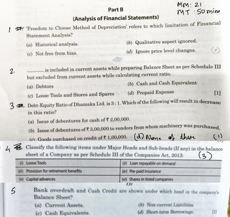 QP Test FinSt & (Part) Ratios | PDF