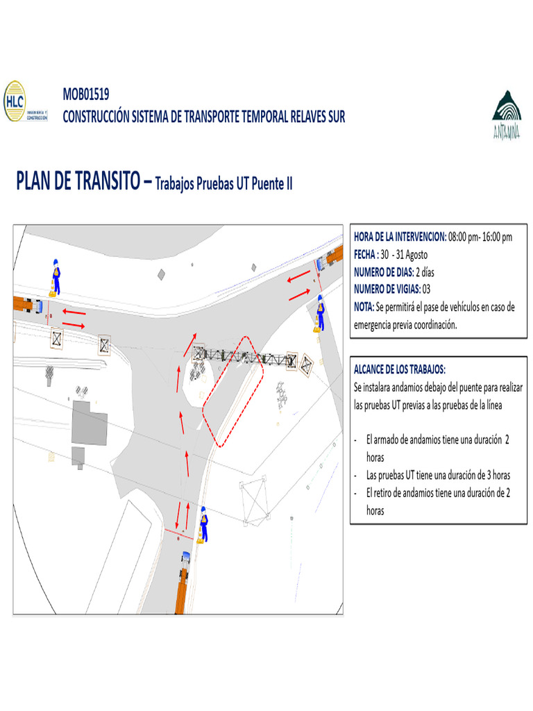 PLAN DE TRANSITO - Trabajos Pruebas UT Puente II | PDF