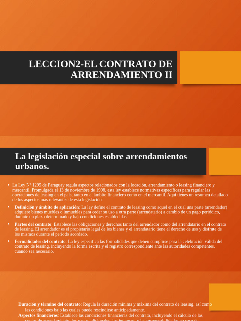Leccion2-El Contrato de Arrendamiento II | PDF | Pagos | Daños y perjuicios
