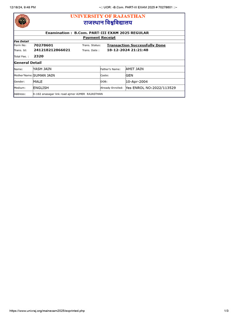 paper ___ UOR_ -B.Com. PART-III EXAM 2025 # 70278601 ___ | PDF