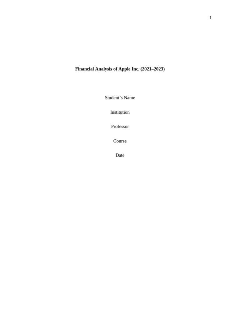 Apple Inc. Financial Analysis 2021-2023 | PDF | Equity (Finance ...