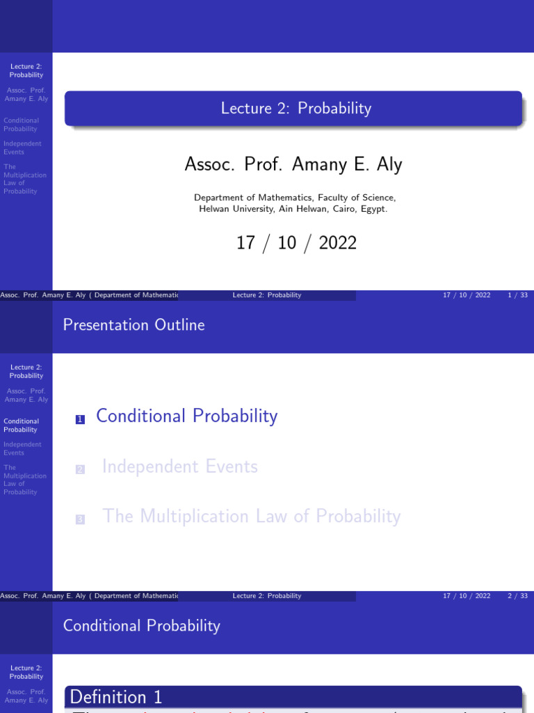 Lecture 2_ Probability | PDF | Probability | Mathematical Concepts