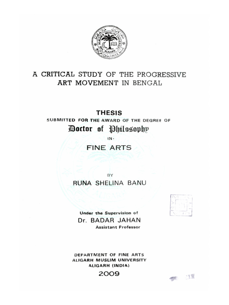 ©octor of Pi) Iio!E (Opl) P: A Critical Study of The Progressive Art ...