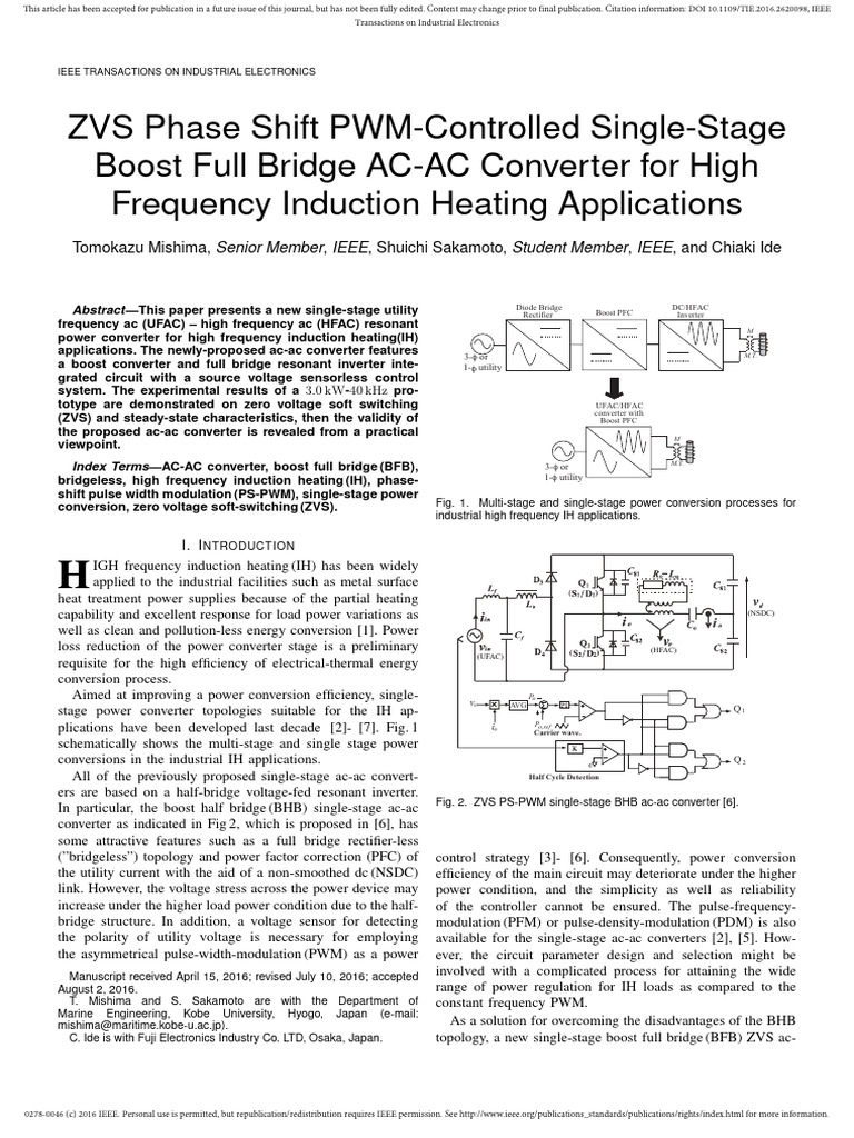 ZVS PWM-Controlled AC-AC Converter | PDF | Power Electronics | Power ...