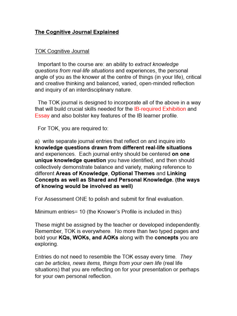 TOK Cog Journal 2023 | PDF | Knowledge | Essays