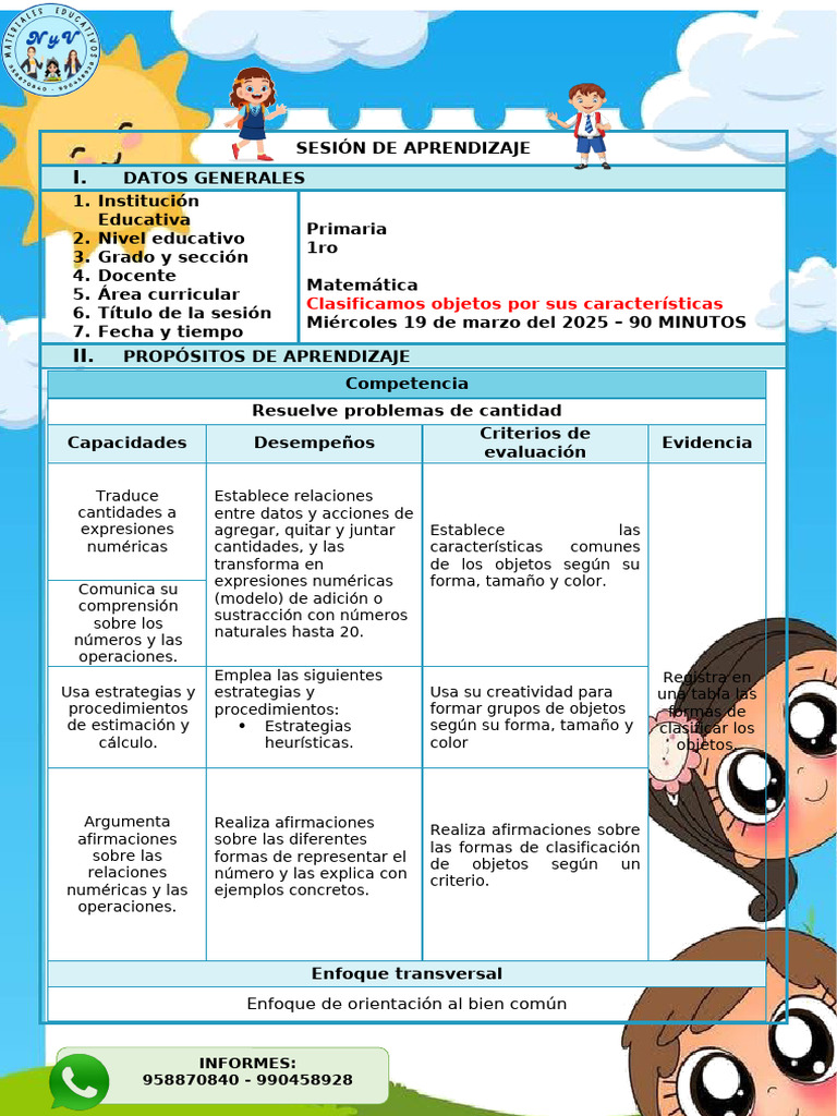 MATEM - Clasificamos Objetos Por Sus Características | PDF | Aprendizaje
