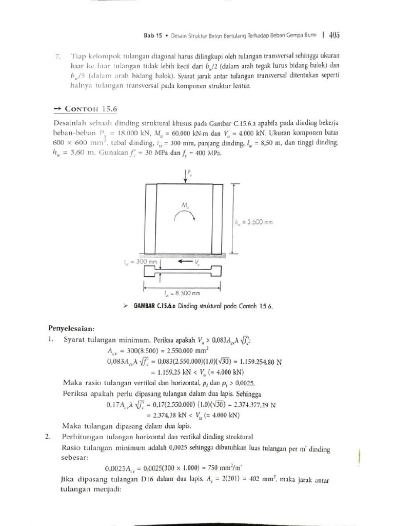 Desain Dinding Struktural untuk Beban Gempa | PDF