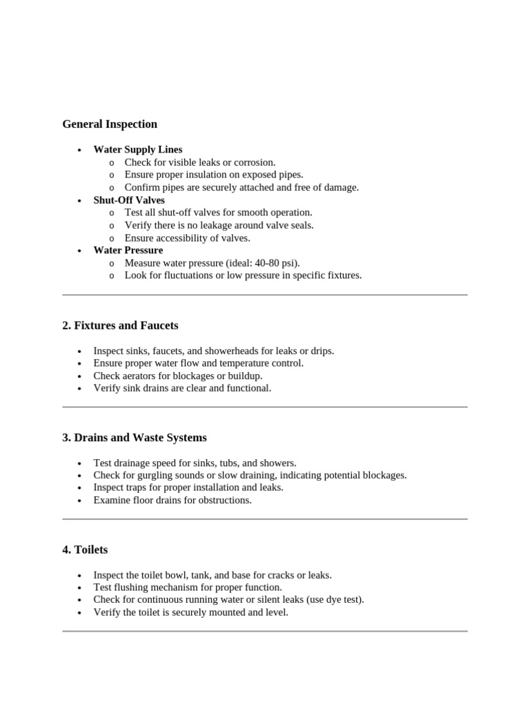 Plumbing Inspection Checklist Guide | PDF