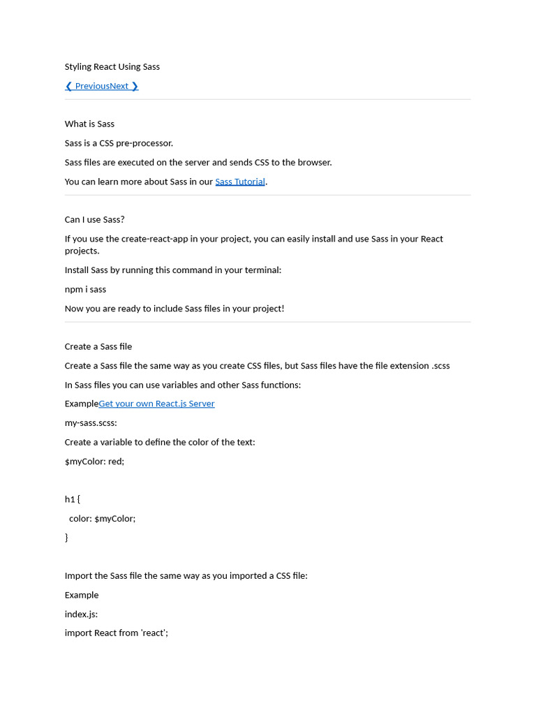 Styling React Using Sass | PDF