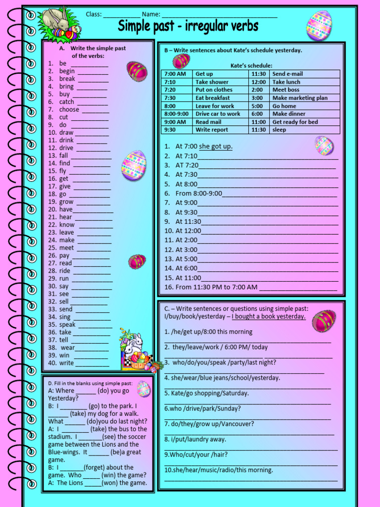 Simple Past Tense Exercises | PDF