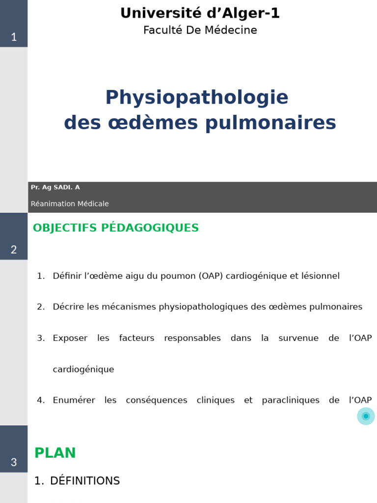 Physiopathologie de l'OAP cardiogénique | PDF | Maladies et troubles ...