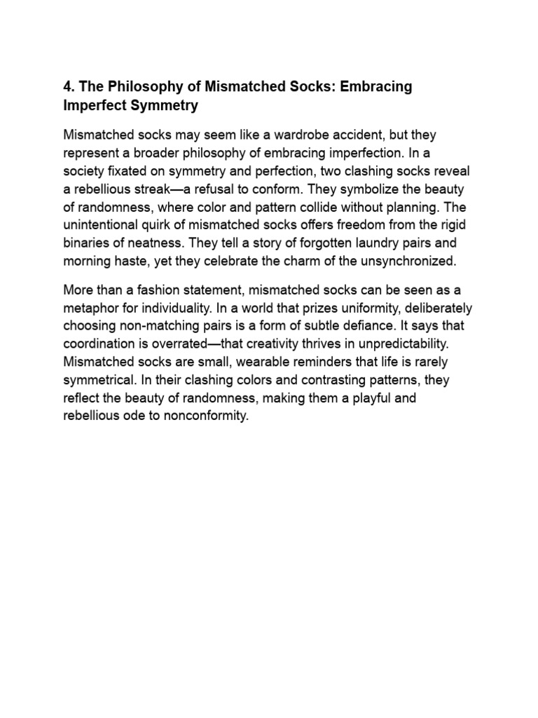 The Philosophy of Mismatched Socks - Embracing Imperfect Symmetry | PDF
