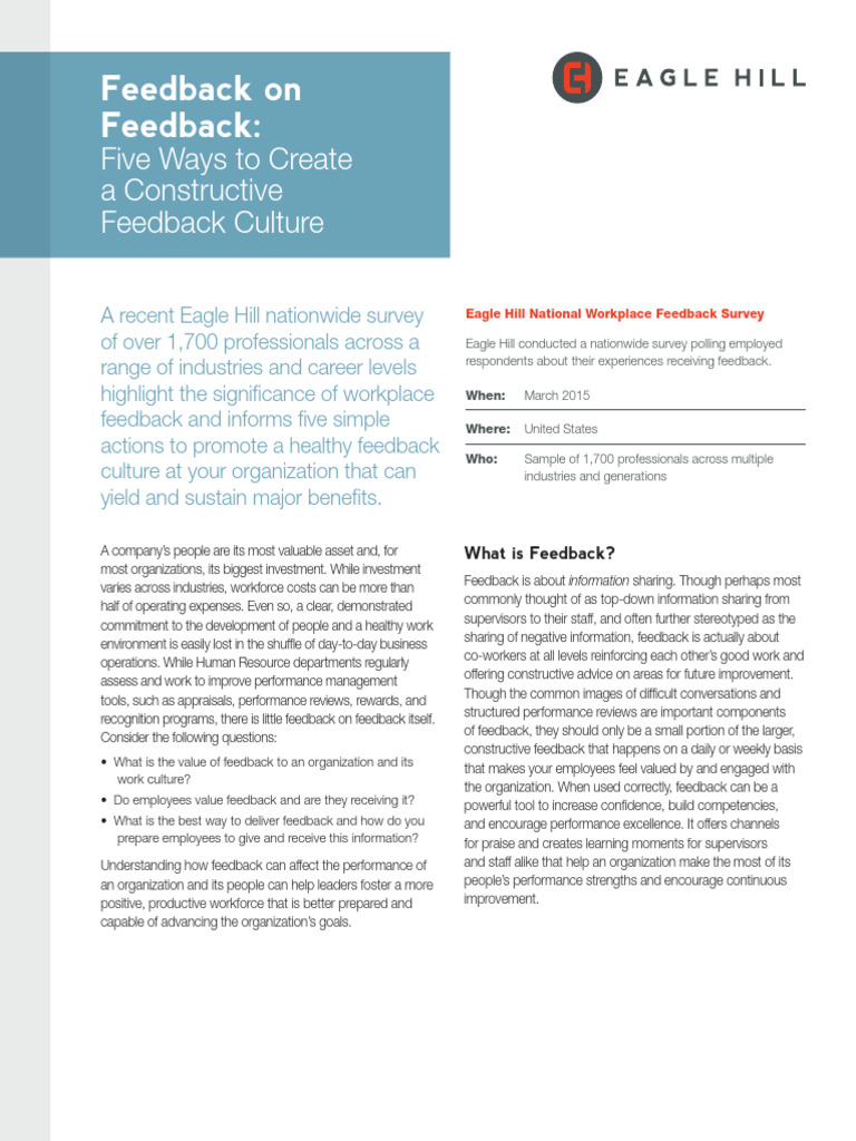 Eagle Hill Consulting - Feedback On Feedback White Paper | PDF ...