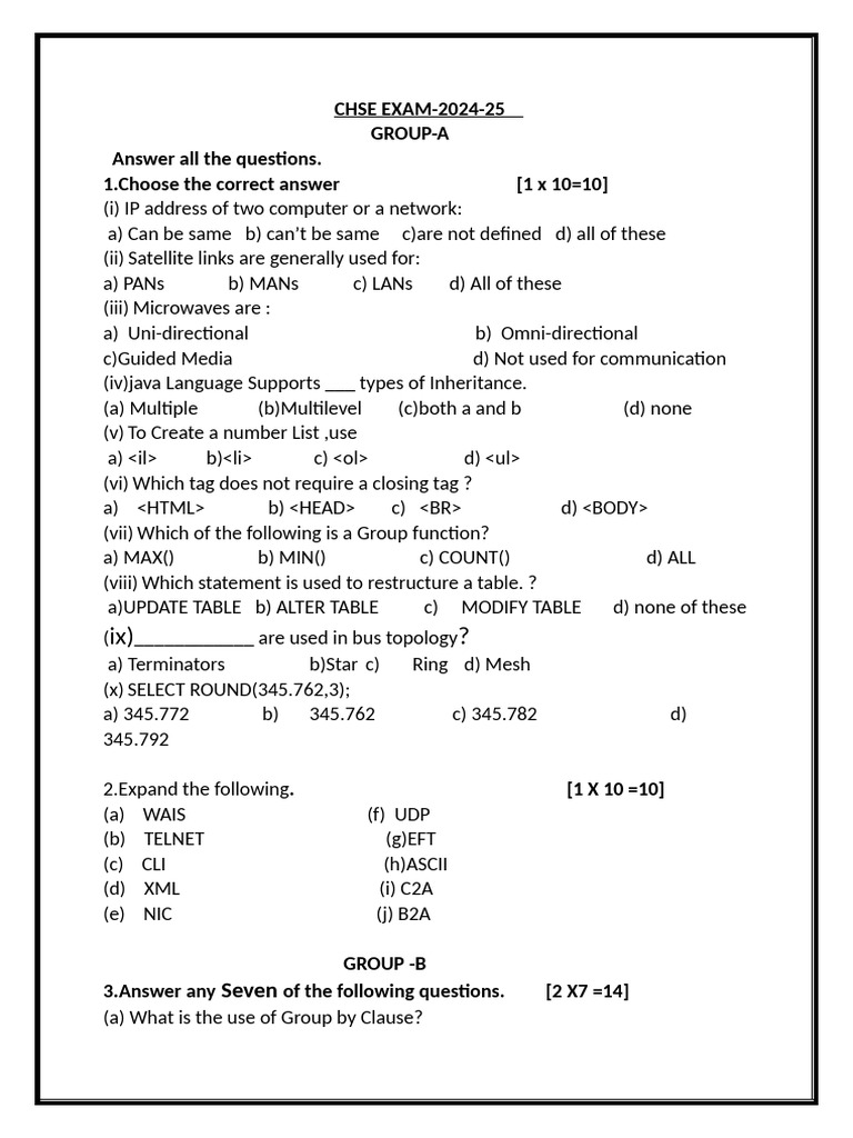 Chse Exam Full VST 1 | PDF | Computing | Data Management