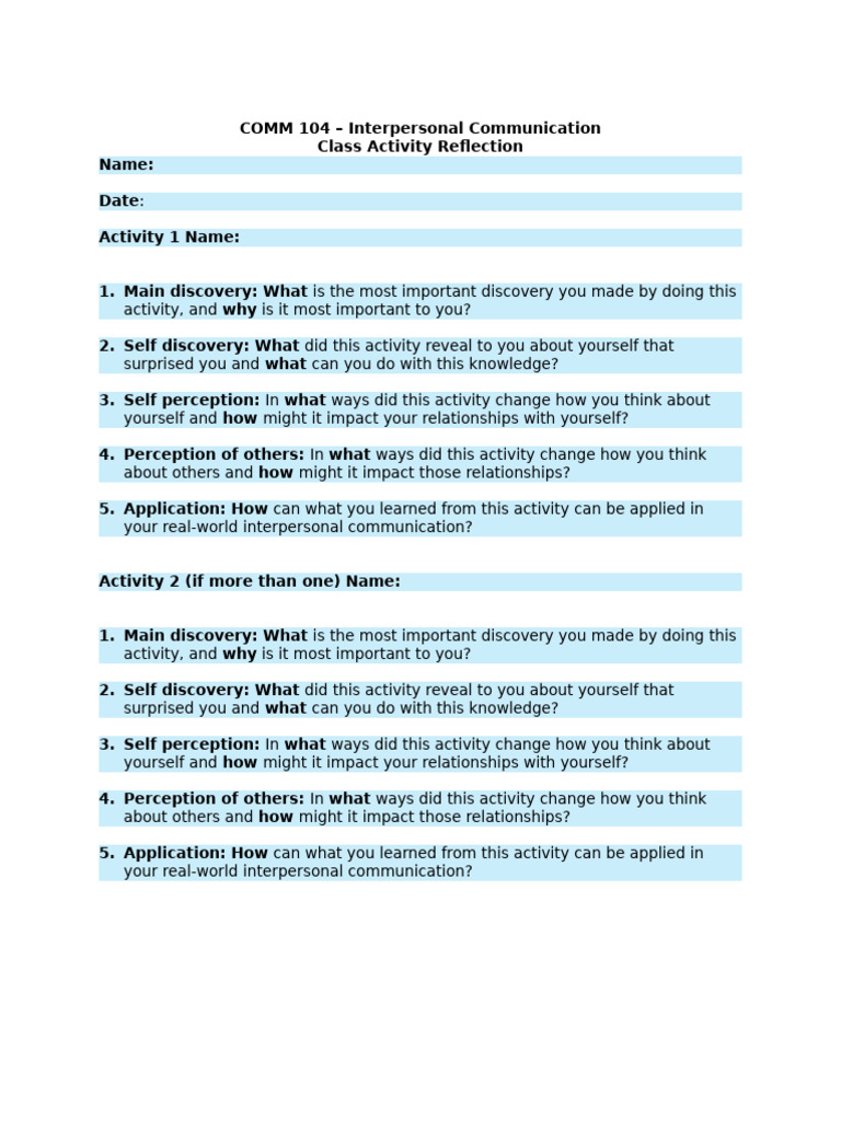 Reflections on Interpersonal Communication | PDF