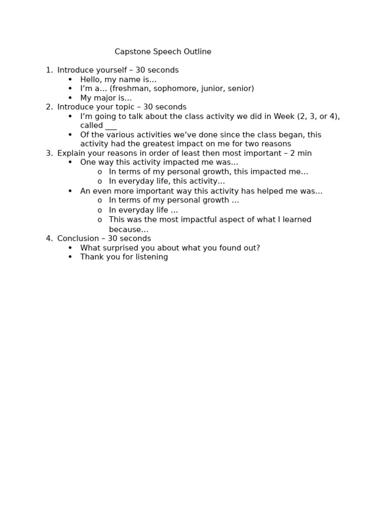 Capstone Speech Outline | PDF
