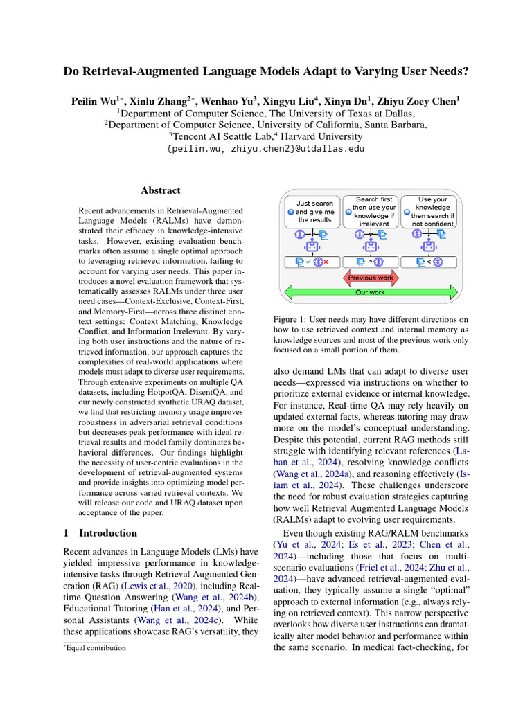 Do Retrieval-Augmented Language Models Adapt To Varying User Needs ...