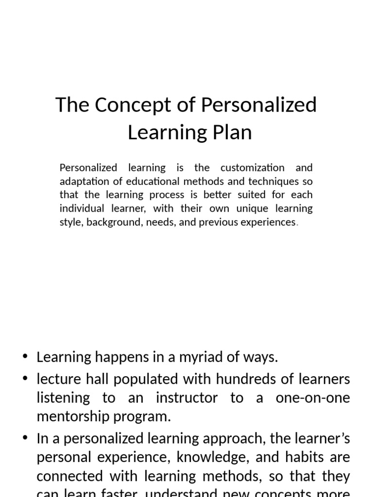 The Concept of Personalized Learning Plan | PDF | Learning | Goal