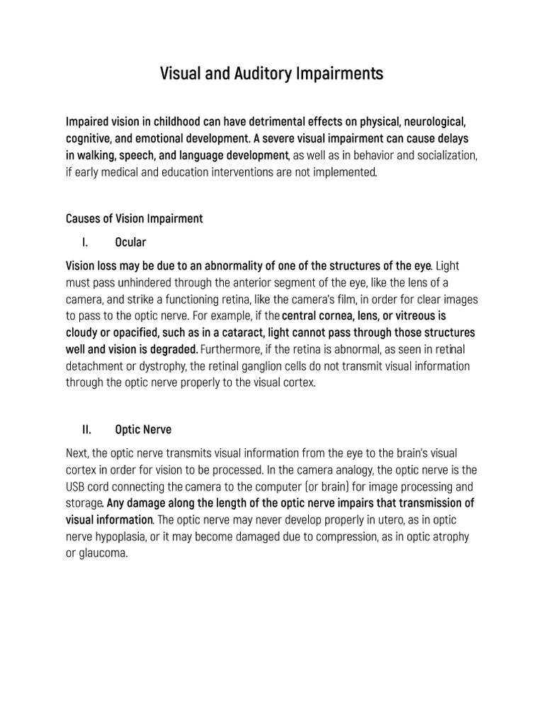 Children with Special Needs Auditory and Visual Impairment | PDF