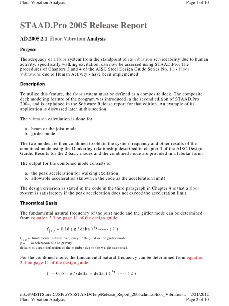 Floor Vibration Analysis | PDF | Normal Mode | Beam (Structure)