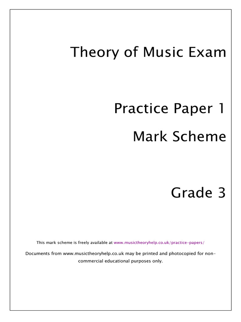 Music Theory Practice Paper Grade 3 Mark Scheme | PDF | Music Theory ...