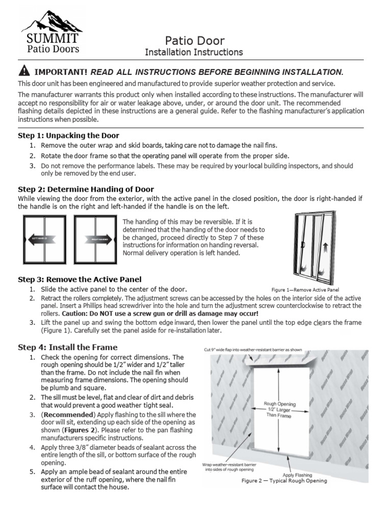 Summit Patio Door Installation Guide | PDF | Door | Screw
