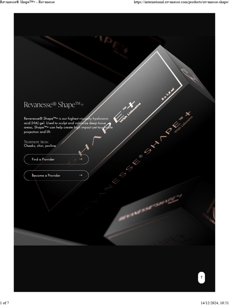 Revanesse® Shape™+ Filler Overview | PDF | Allergy | Allergen