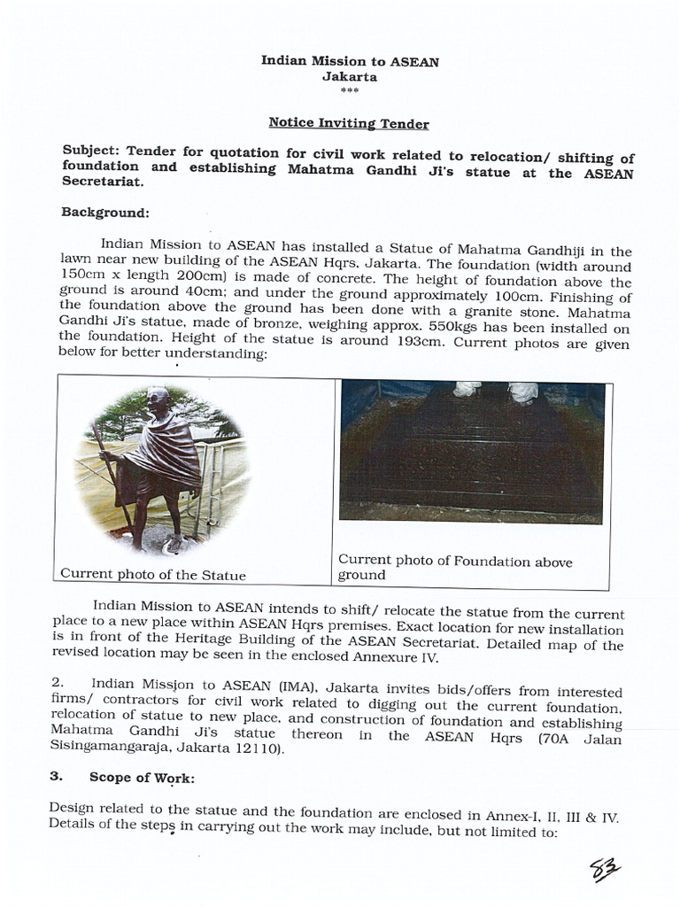 Gandhi Statue Tender 2024 | PDF