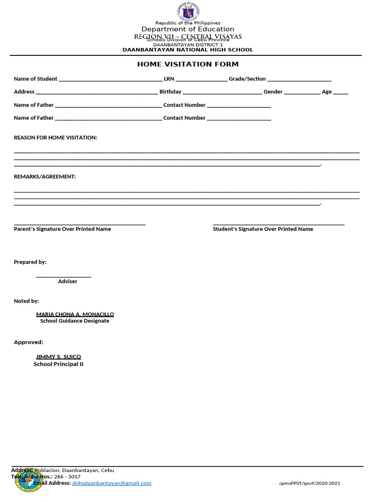 Home Visitation Agreement Form | PDF