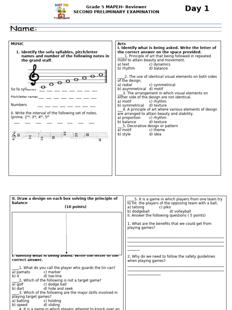 Mapeh 5 2nd-Prelim-Reviewer | PDF | Rhythm