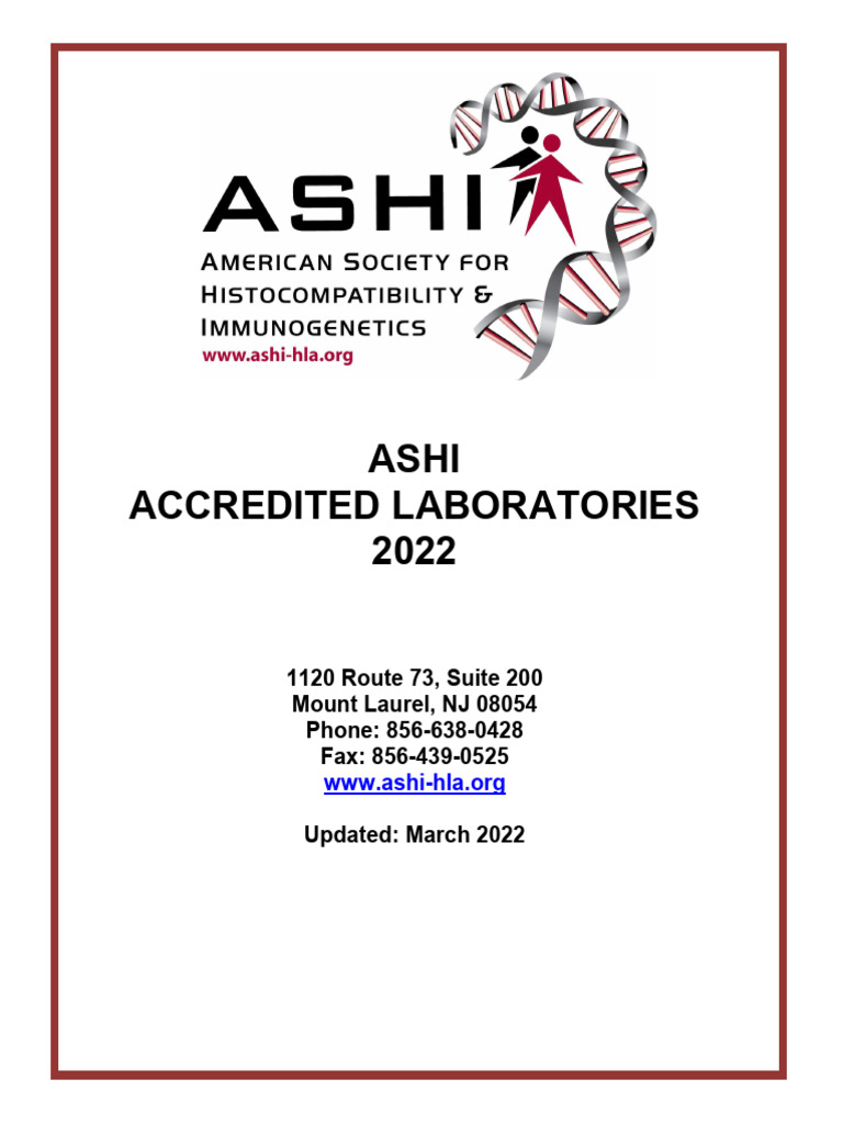 Ashi Accreditated Labs Doc | PDF | Serology | Human Leukocyte Antigen